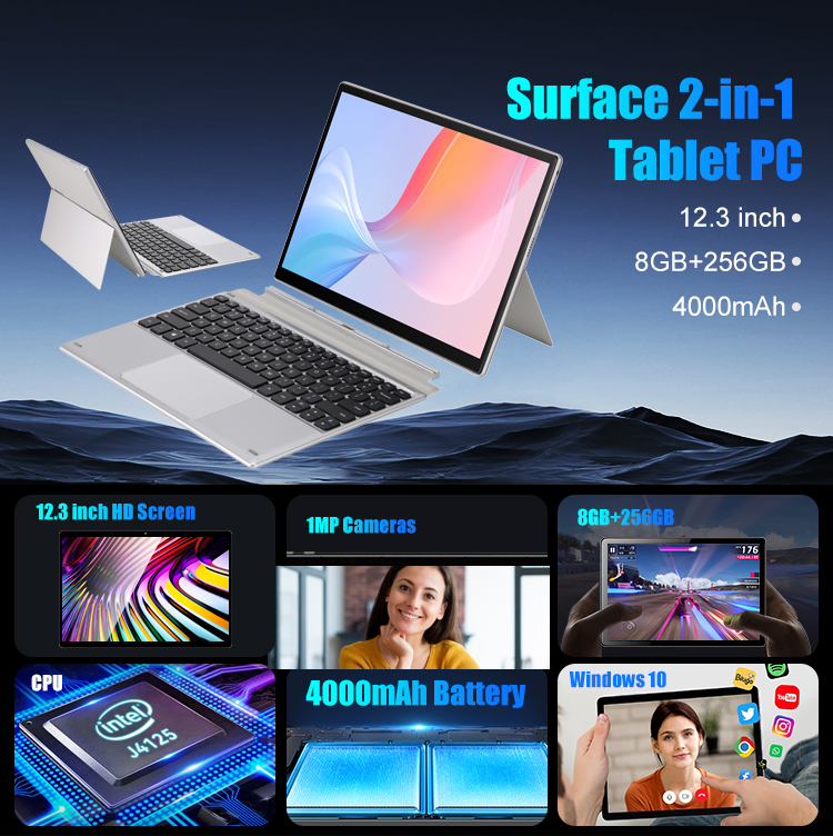 12.3 Inch 13'' Surface Style Tablet 4K Touch Screen Tablette Win 11 Big ...