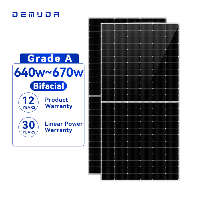 670W 210 MBB Mono Perc Bifacial Half-cell PV Module Solar Panels | Demuda