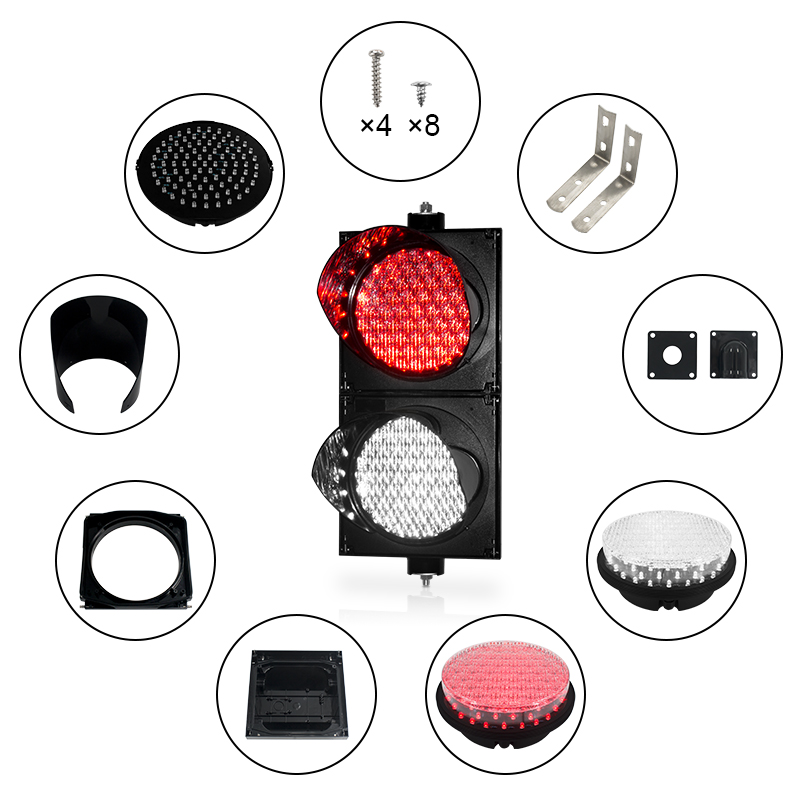 Dia.200mm(8inch) Red White Ball LED Traffic Light with Cobweb Lens | BBMLED