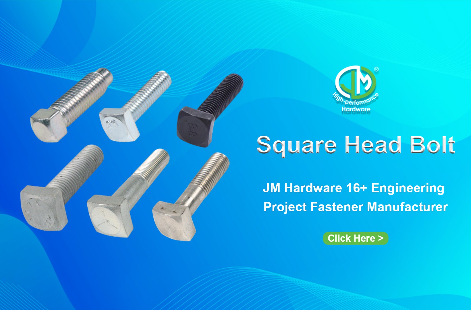 JM Hardware® 스퀘어 헤드 볼트