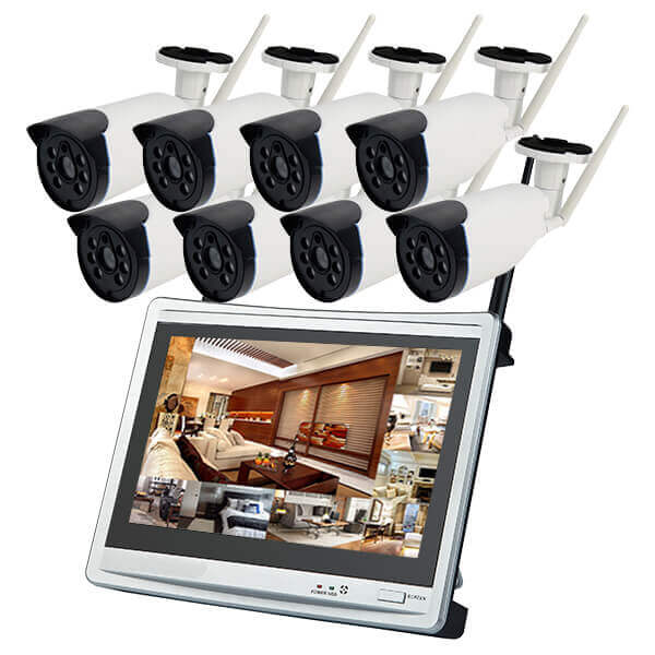 8CH Wireless NVR Kit CCTV 12.5 inch LCD Monitor Wireless Home Outdoor ...