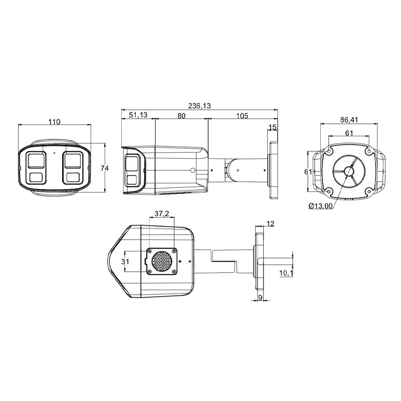 180° FOV Dual Lens Panoramic AI IP PoE Bullet Camera | ENSTER