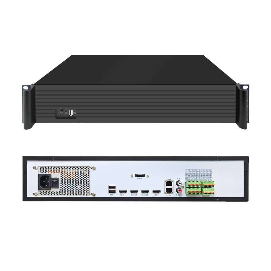 Powerful NVR with 4 HDMI Outputs, 64 12mp Cameras Input, 9 SATA HDD ...