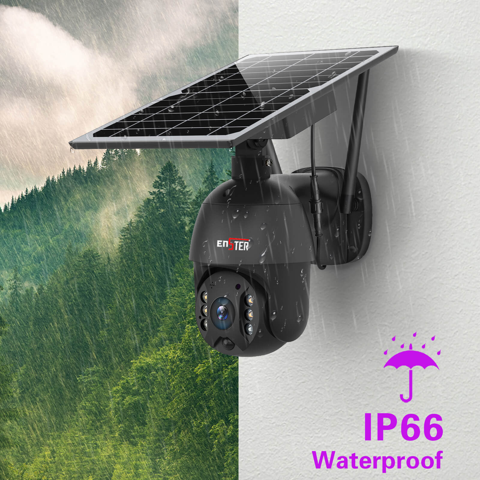ENSTER Outdoor Pan Tilt Solar Powered Wireless Security Camera_Solar ...