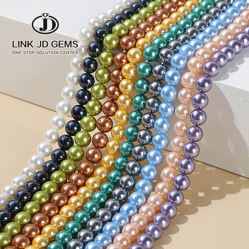 Wholesale Gemstone Beads In Bulk 7A Imitation Colorful Shell Pearl ...