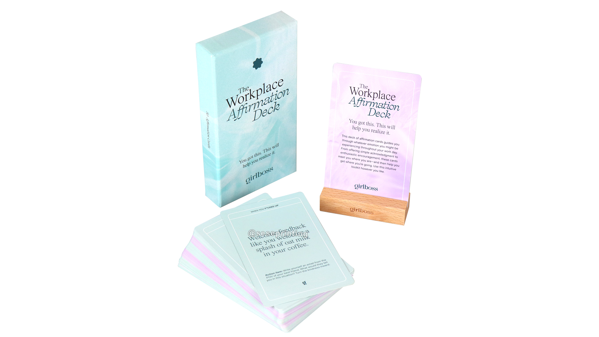 Mental Health Positive Card Printing Affirmation Cards with Wooden Stand