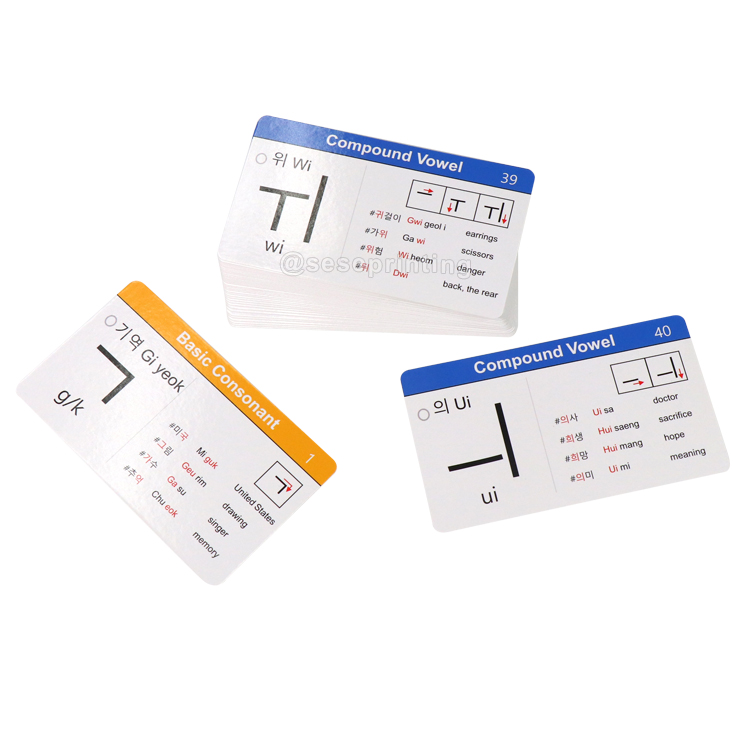 Custom Flash Cards Printed Both Sides Design Educational Card