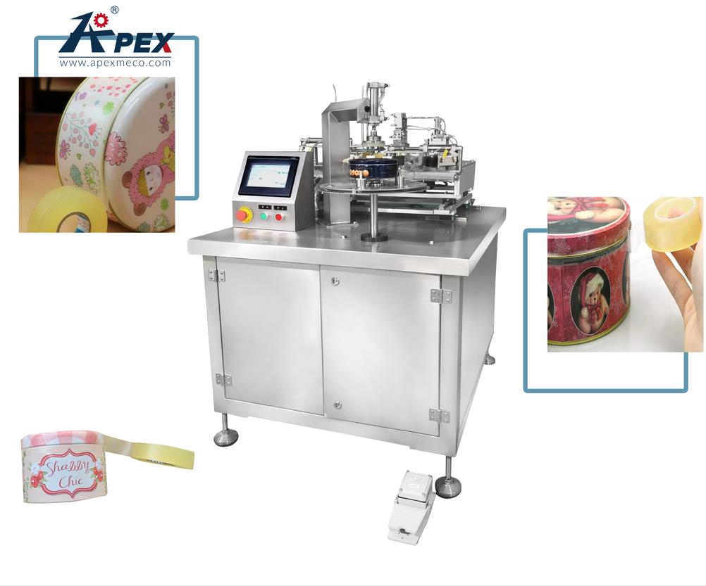 Semi-Auto Small Cookie Packing Machine Container Tape Around Machine ...