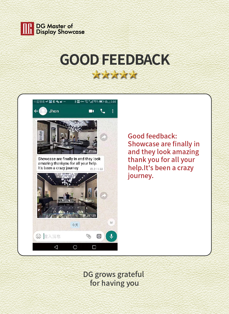 Good Feedback for jewelry display cabinets | DG Display Showcase