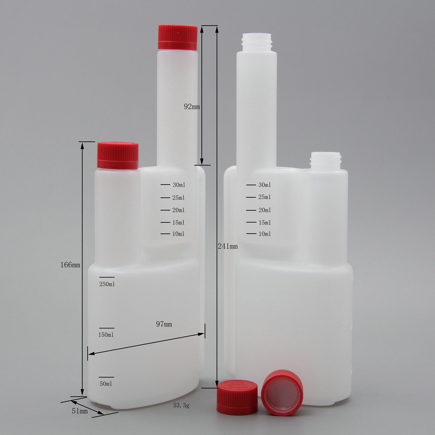 8 oz Liquid Insecticide Plastic Twin Neck Measuring Bottle