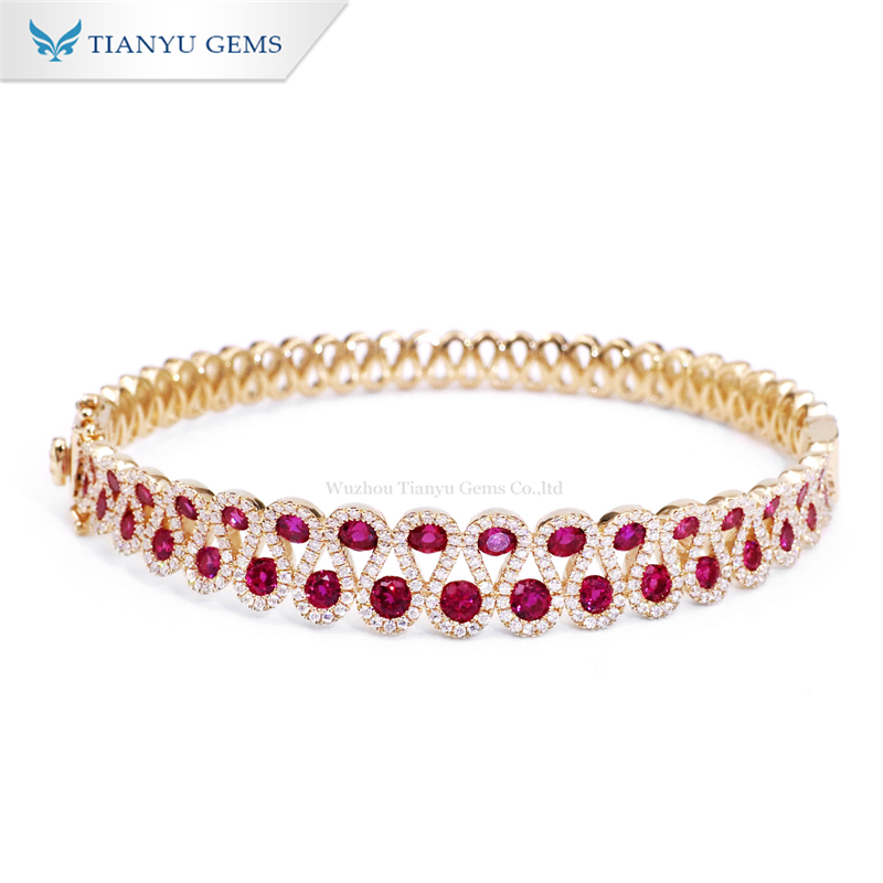 Tianyu Gems 14k Yellow Gold Ruby Bracelet Fashion Women's Colorful ...
