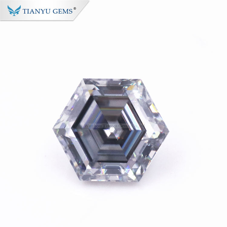 Tianyu gems grey perfect hexagon cut loose gemstone