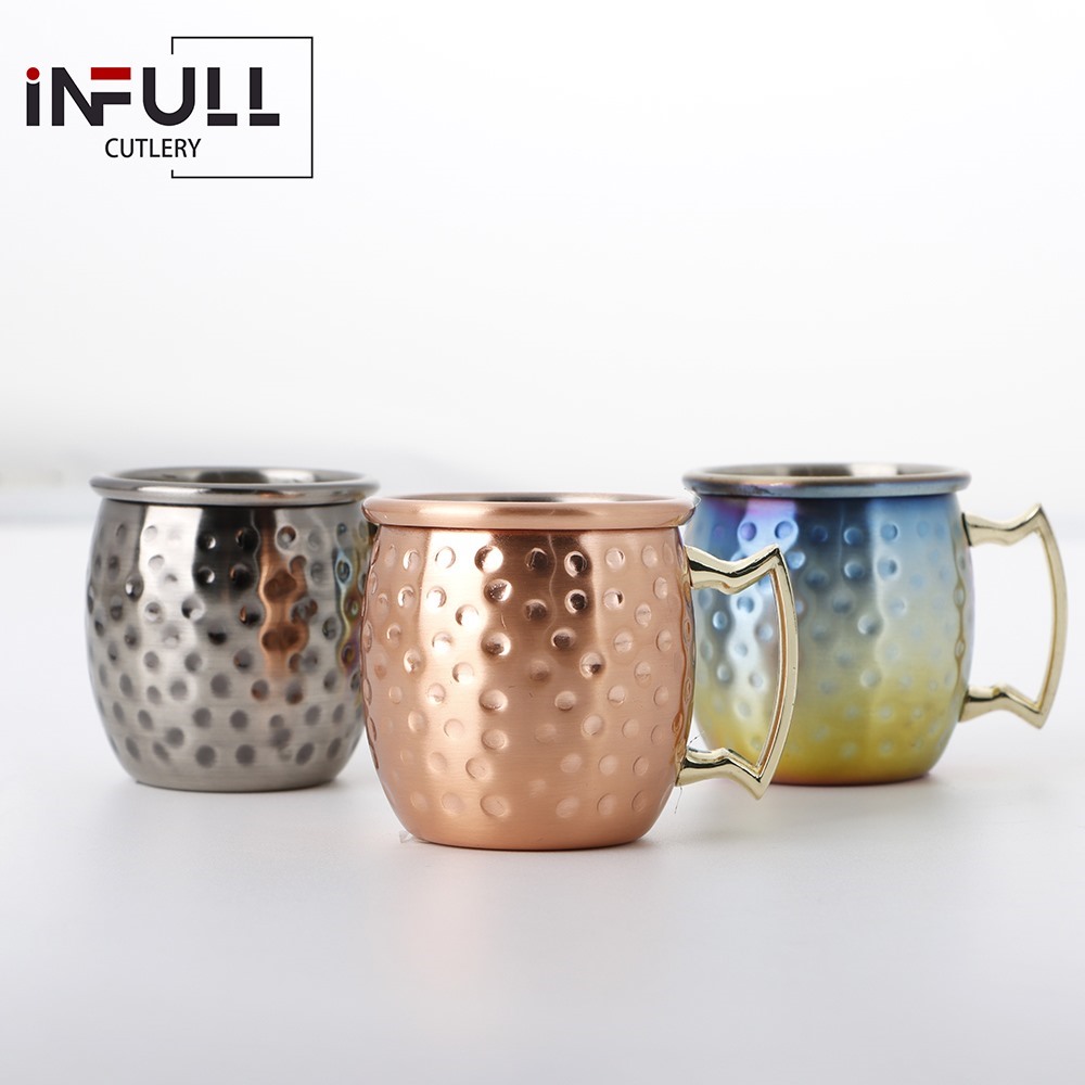 Mini Copper Plated Drum Cup Hammered Mule Mugs