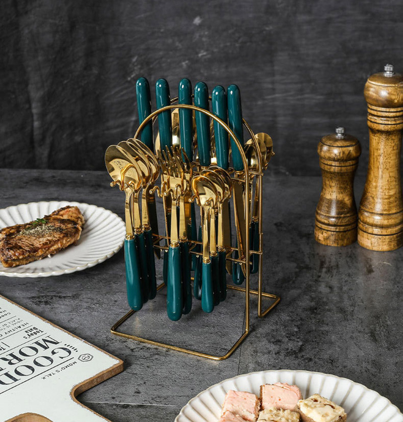 Customized Heat Resistant Green Ceramic Handle Golden Stainless Steel ...