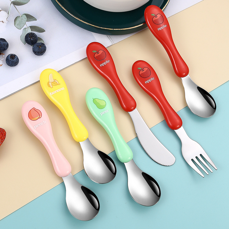 IFHXL9_Children's stainless steel portable tableware set with cartoon ...