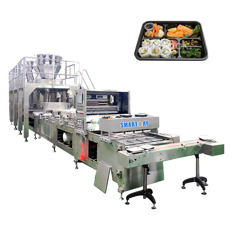 Automatic Ready Meal Packaging Machine With Gas Flush Modified Atmosphere Machine And Vacuum Tray Sealing Machine Smart Weigh