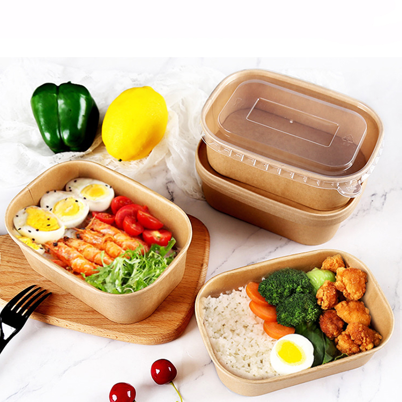 Fibre Bamboo Cardboard Disposable Paper Salad Bowl Cups Print With Packing