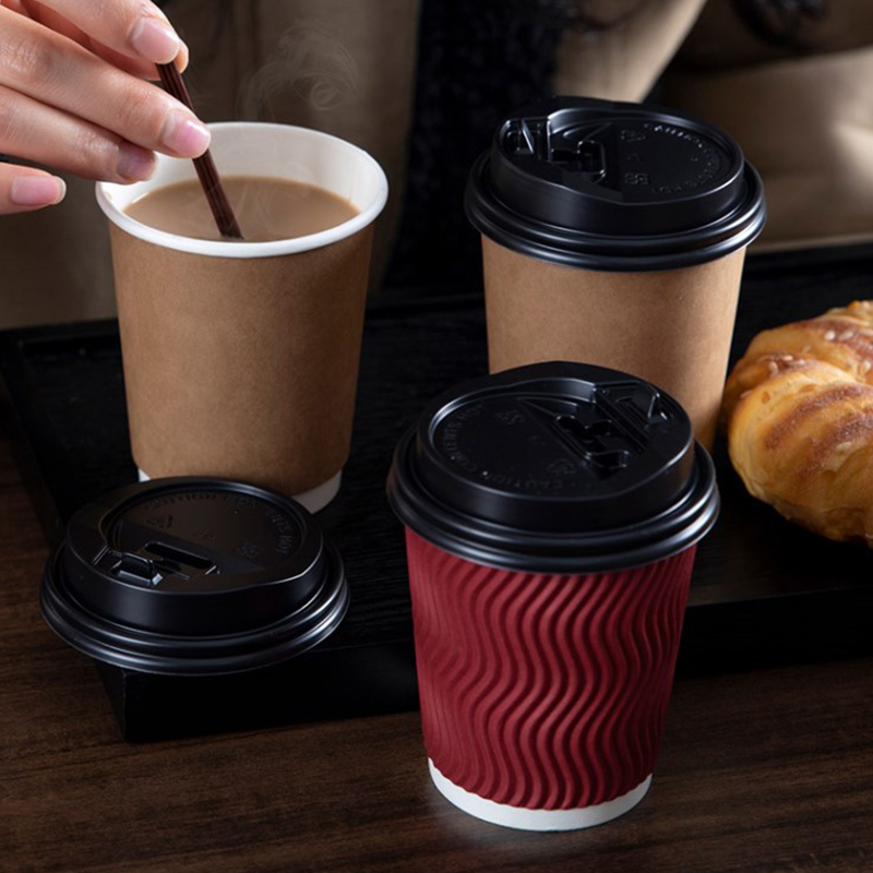Ripple Wall Wholesale Disposable Hot Coffee Paper Cup With Lid Kailai