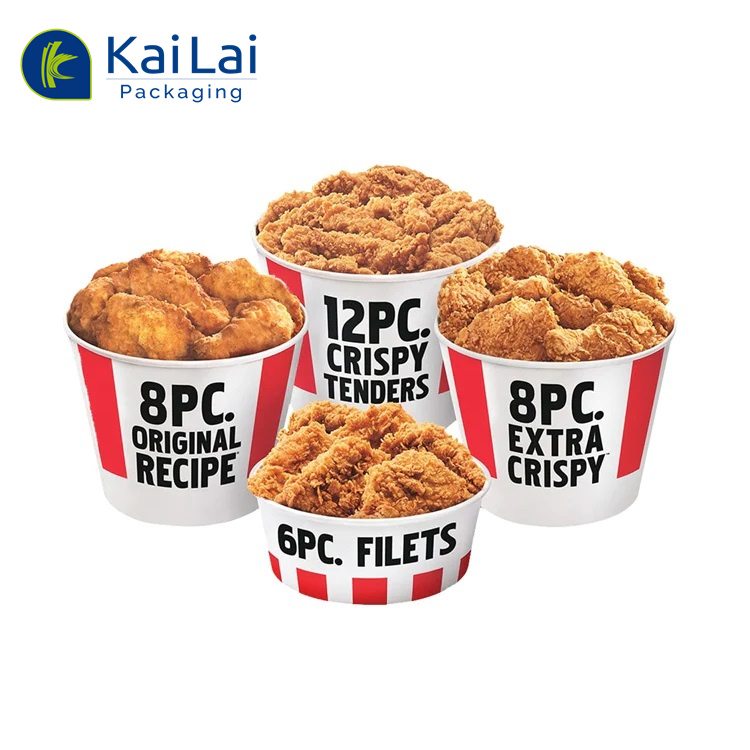 Custom Logo Large Capacity 170oz Fried Chicken Paper Bucket With Flat