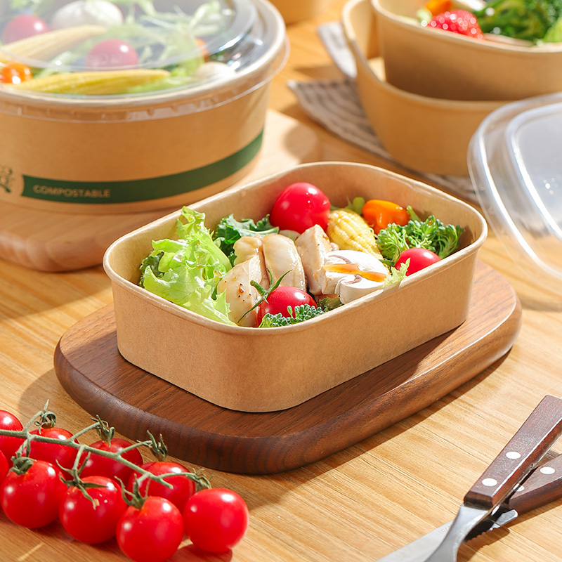 Disposable Kraft Paper Packaging Recyclable Rectangle Round Corner ...