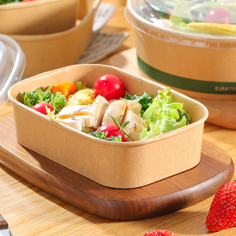 Disposable Kraft Paper Packaging Recyclable Rectangle Round Corner ...