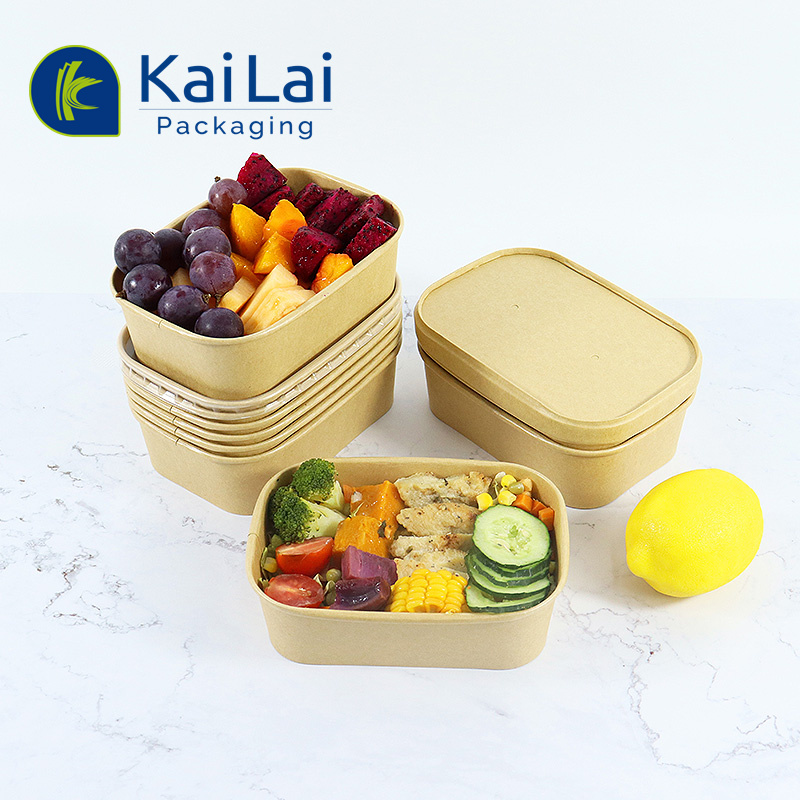 Takeaway Biodegradable Rectangular Paper Salad Bowl Recyclable ...