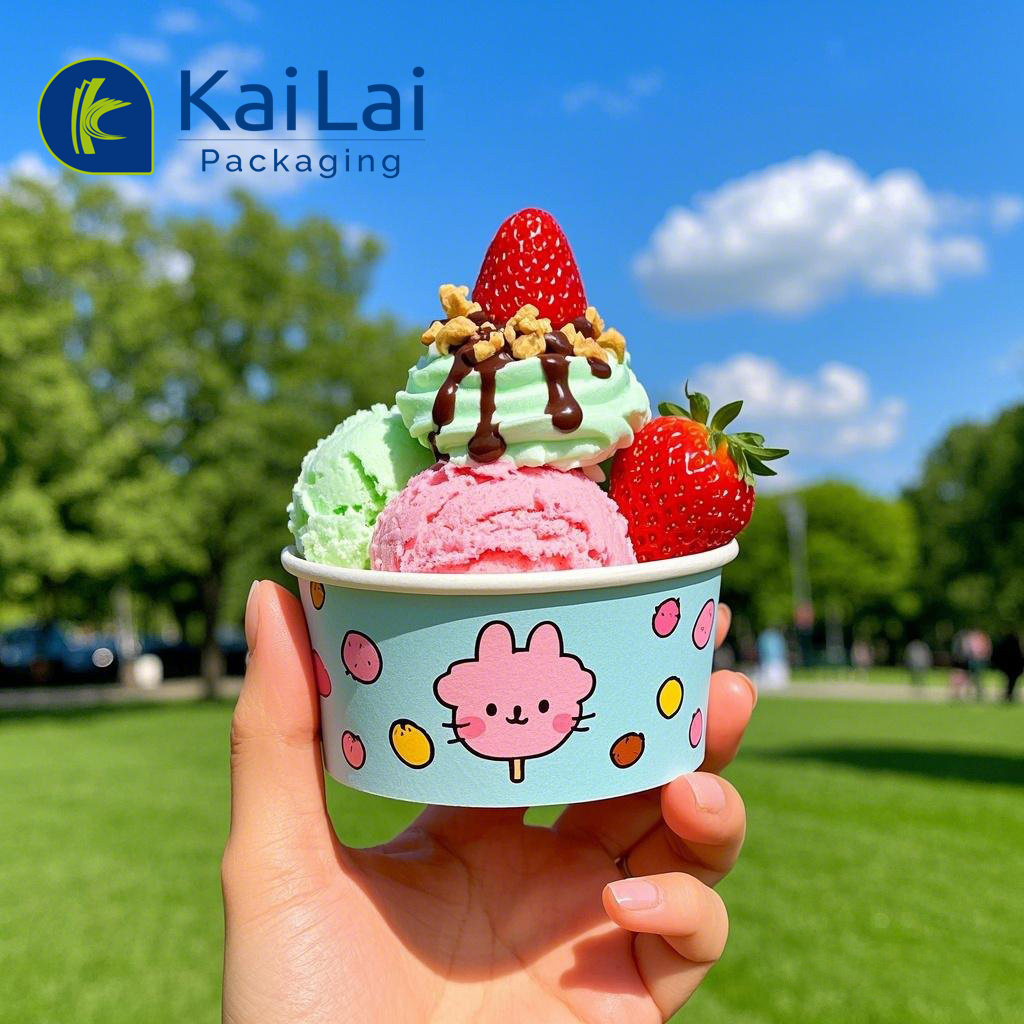 Kailai Recyclable 16oz 12oz 8oz 4oz small yellow food grade paper soup ...