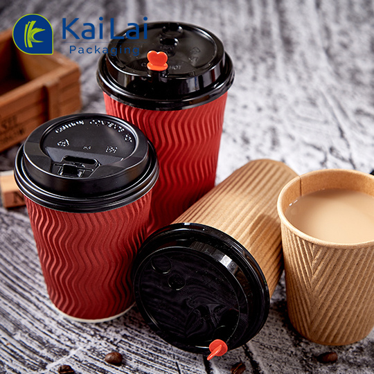 Customized disposable coffee ripple paper cups manufacturers From China ...