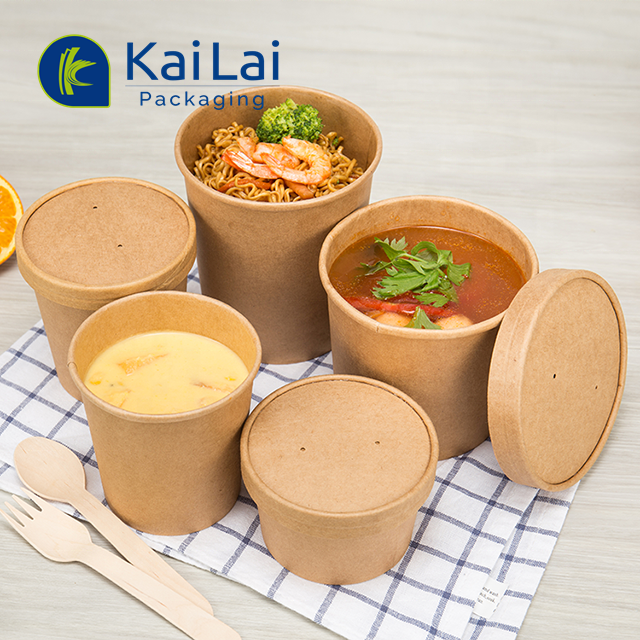 Best price superior printing customize kraft paper soup bowl with PP ...
