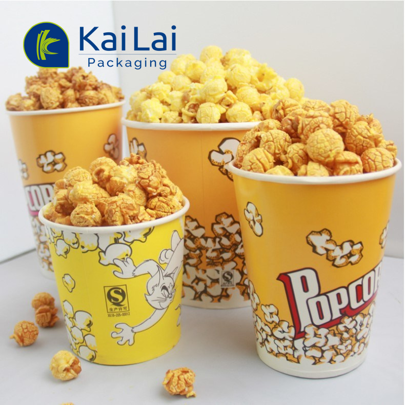 Amazon branded packing single PE coating kraft paper bucket for popcorn ...