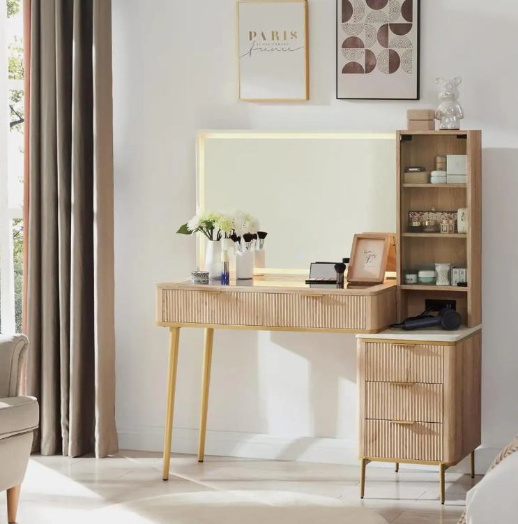 Dressing Table Modern High Quality 5 Drawers with LED Lights Dressing ...