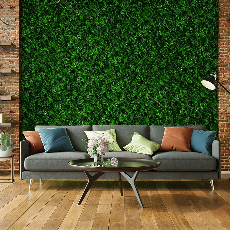 living room artificial grass wall design