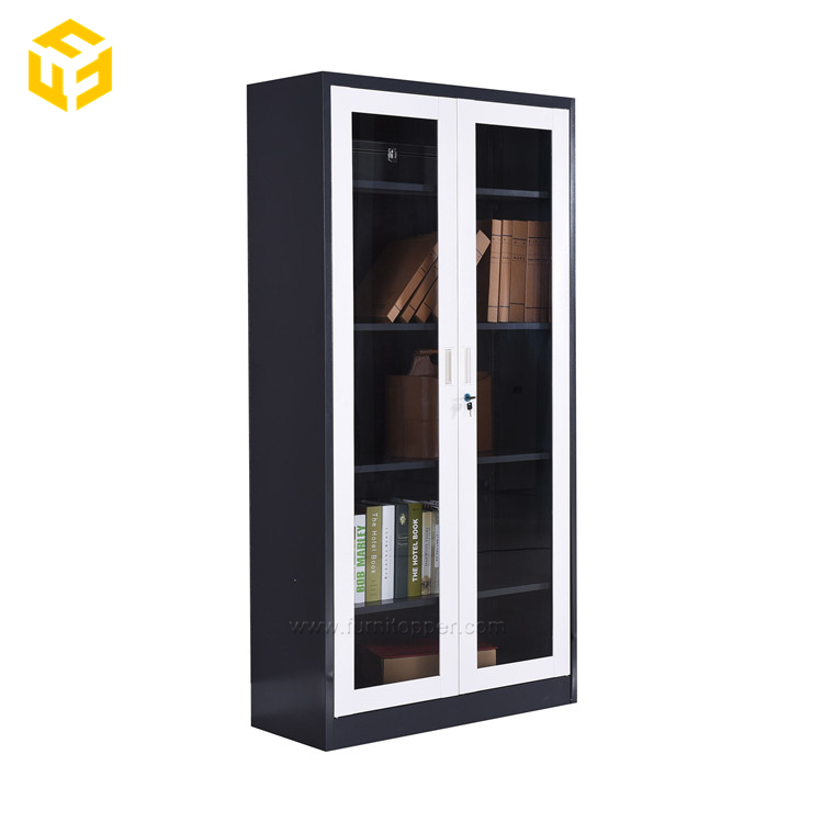 Furnitopper Glass Door Showcase Display Metal File Cabinet