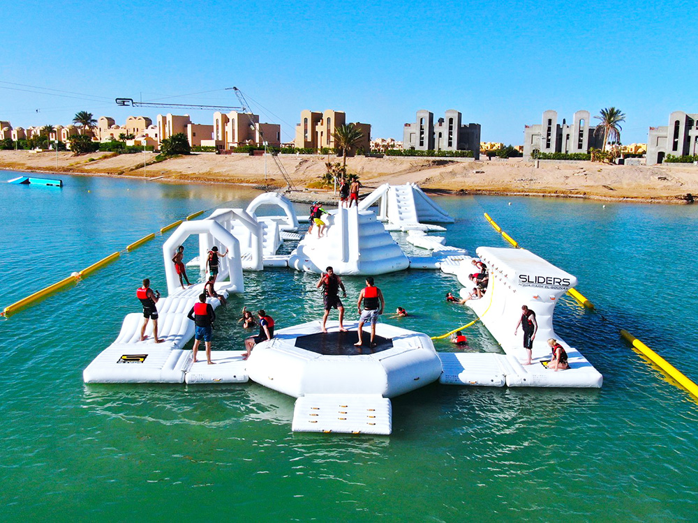 Bouncia Lake Inflatables Water Park Games / Egypt Inflatable Aqua Park...