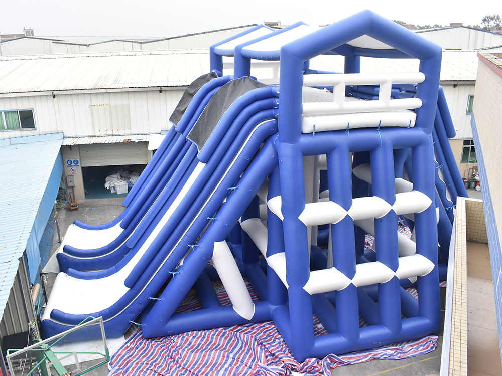 Giant Inflatable Floating Water Double Slides For Sale