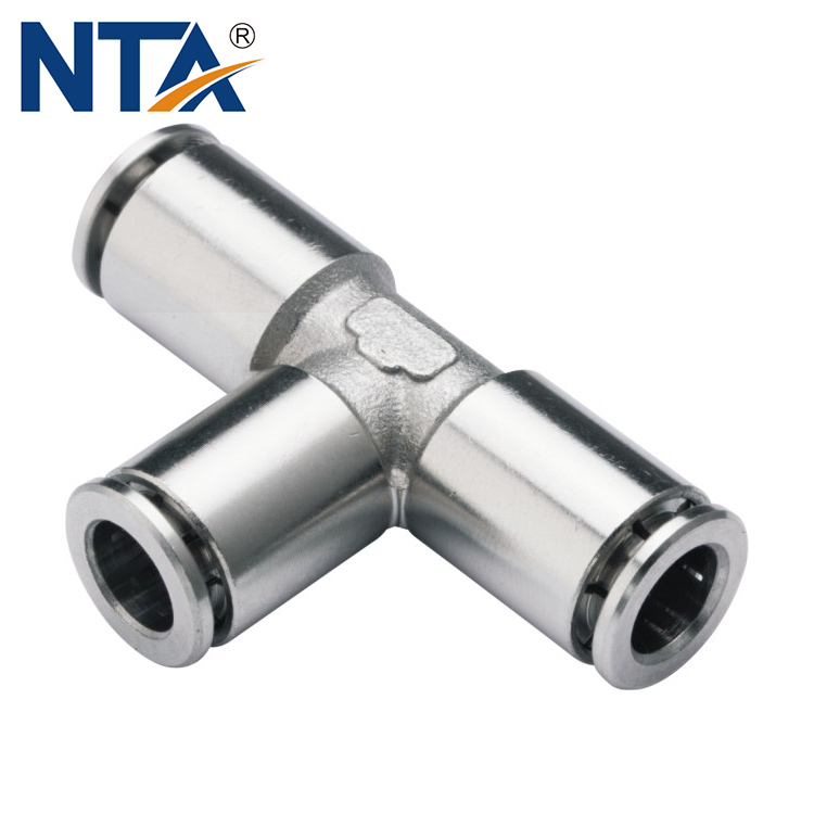 MPE Union Tee Nikel Plated Brass Push in Fittings/ Brass Pneumatic ...