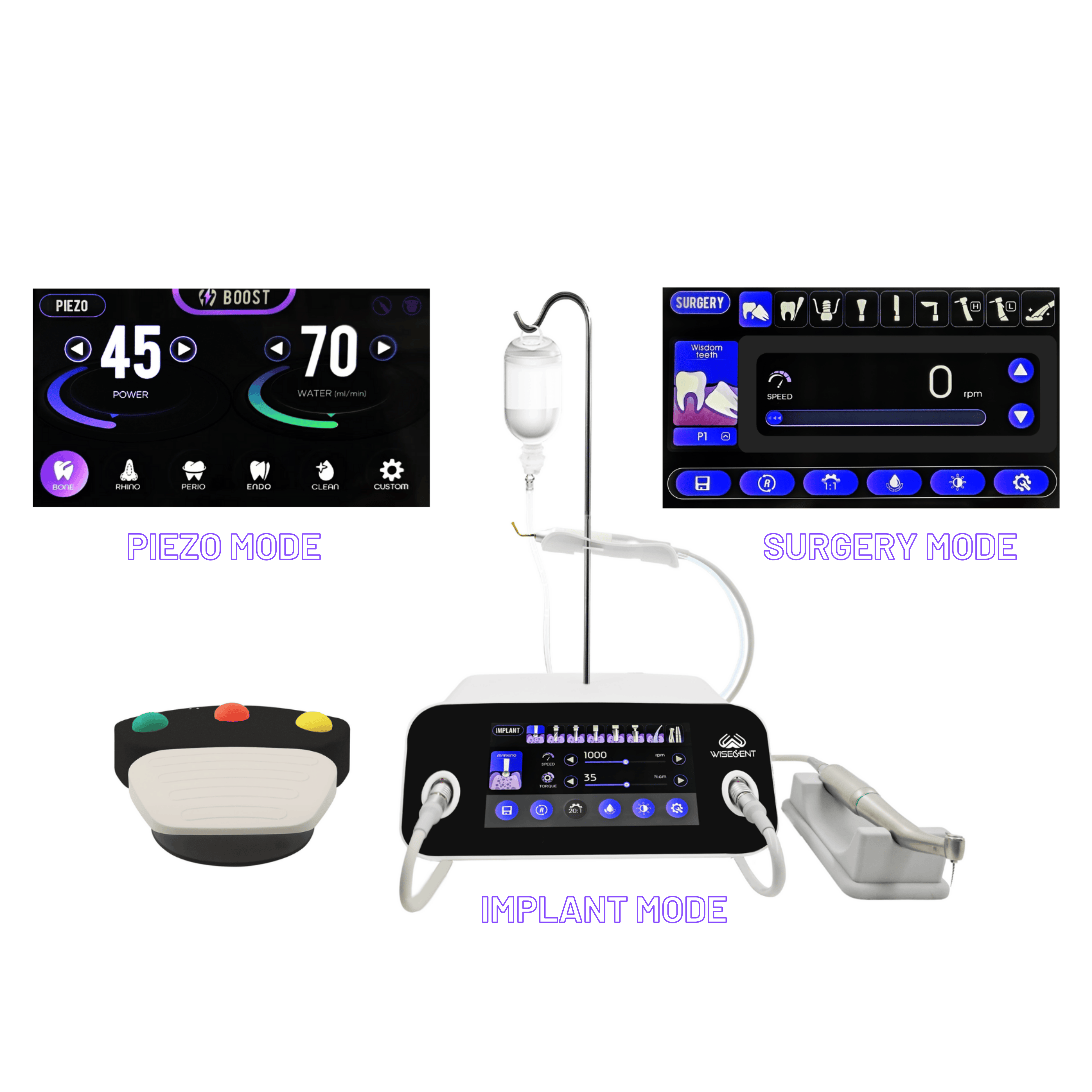 WISEDENT - 3-in-1 Dental Piezo Surgery Implant Motor Bone Cutting ...