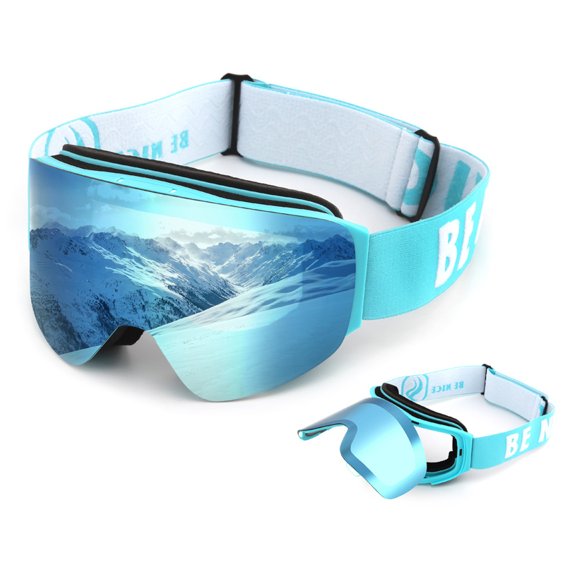 Magnetic Ski Goggles 100% UV Protection OTG Snow Goggles For Men and Women