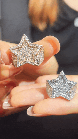 MSR-793 Star shape 18K lab diamond Ring For man jewelry -Messi Jewelry