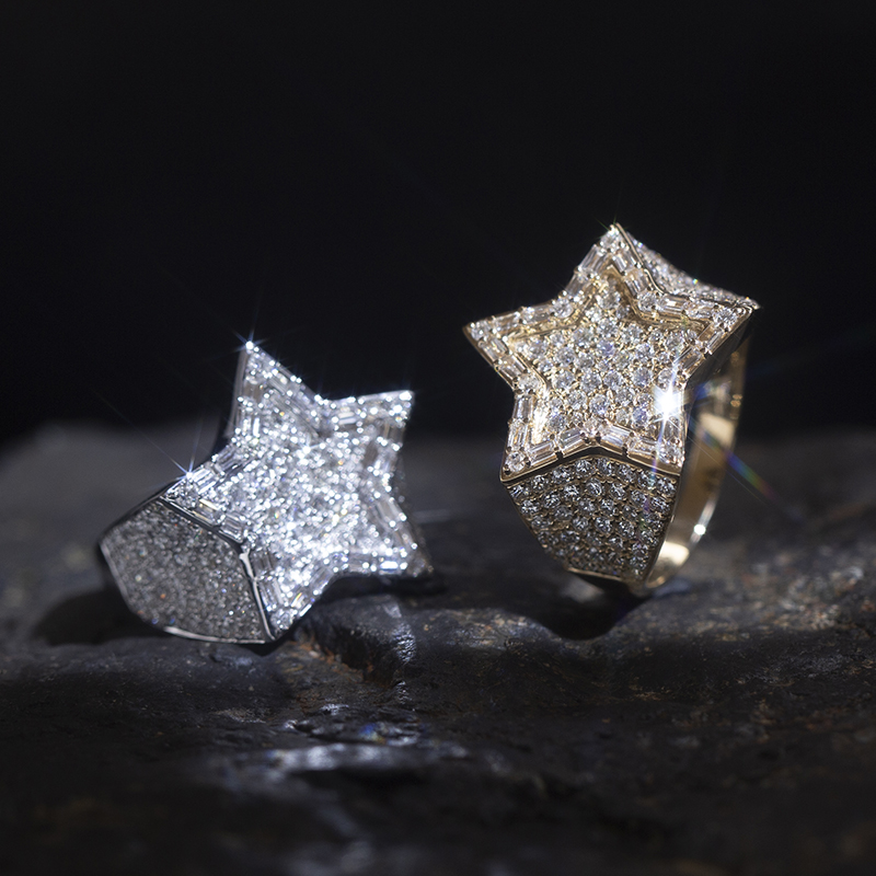 MSR-793 Star shape 18K lab diamond Ring For man jewelry -Messi Jewelry