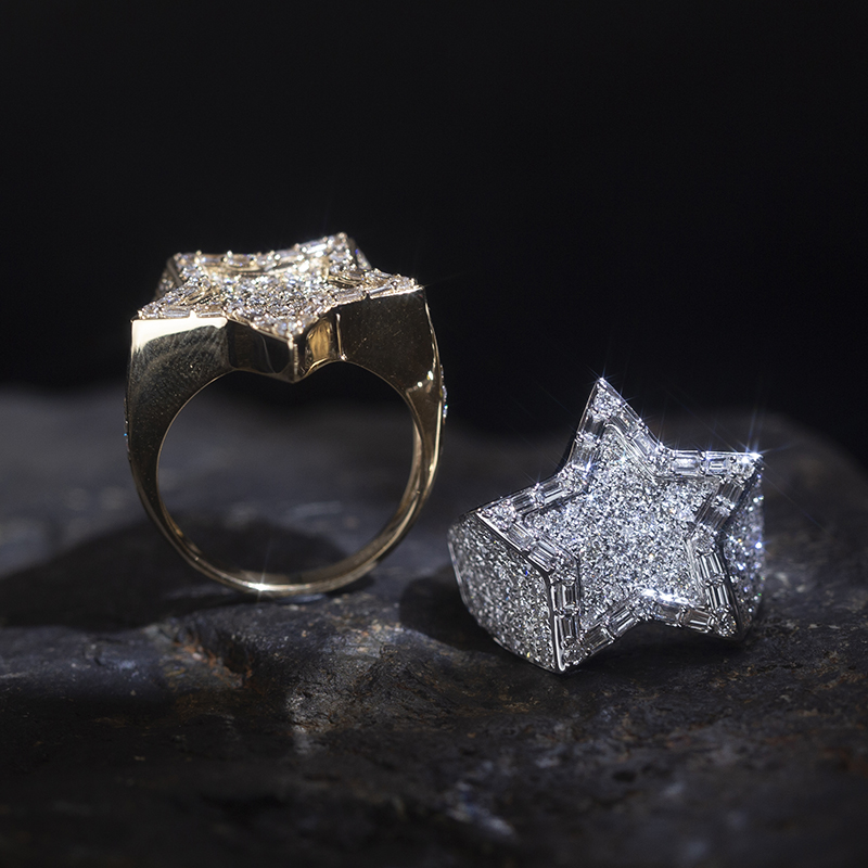 MSR-793 Star shape 18K lab diamond Ring For man jewelry -Messi Jewelry