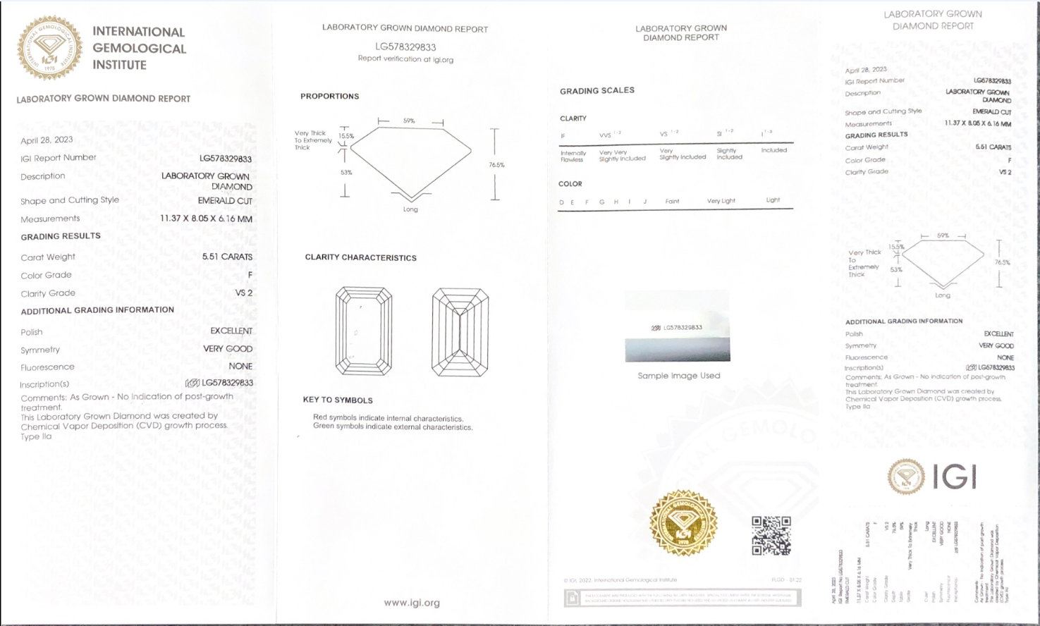 Emerald Cut 5.5ct F VS2 CVD Diamond Lab Grown Diamond IGI Certificate | Messi Jewelry