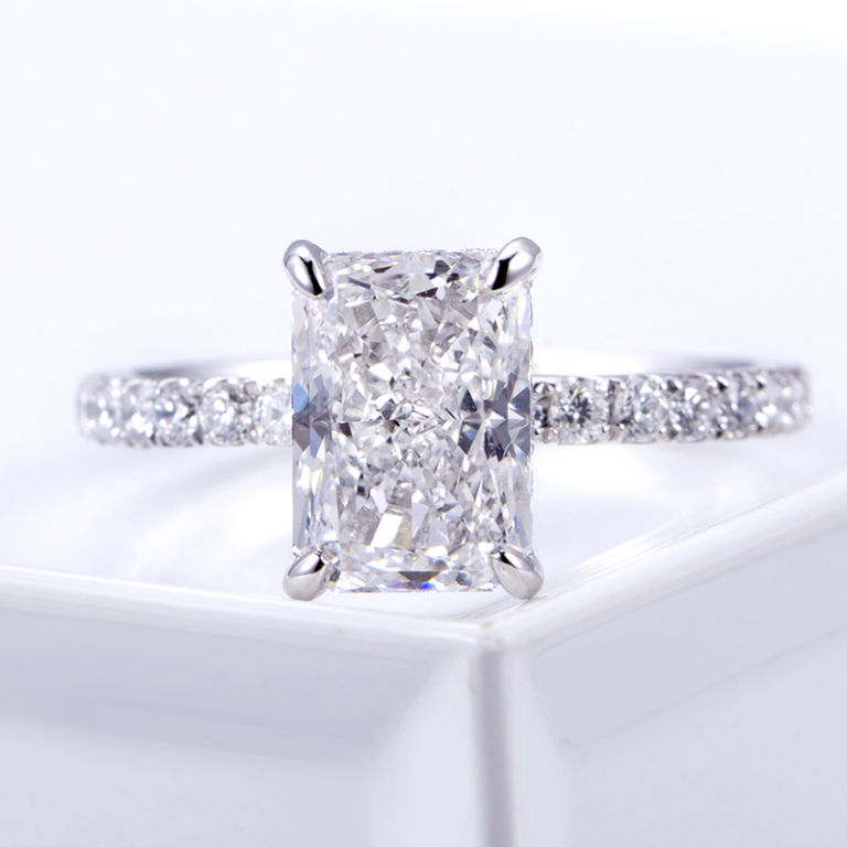 MSR-776 Radiant cut Lab Diamond 2ct E VS1PT950 Ring -Messi Jewelry