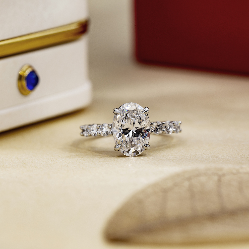 MSR-1712 Messi Jewelry Oval Cut CVD 2.5CT Lab Diamond 18k White Gold ...