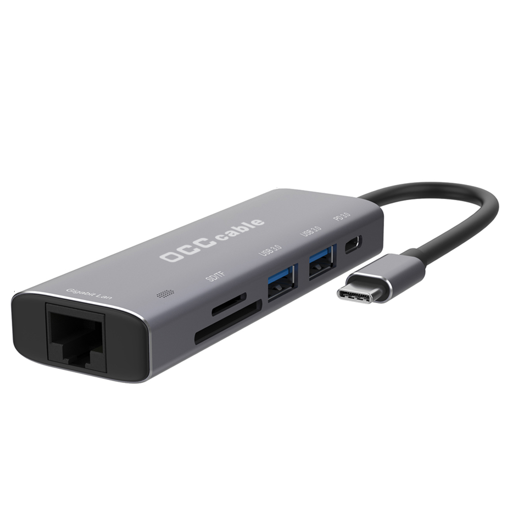 Câble OCC Hub multifonction USB C 6 en 1 pour MacBook Pro Air HP XPS Steam Deck et autres ...