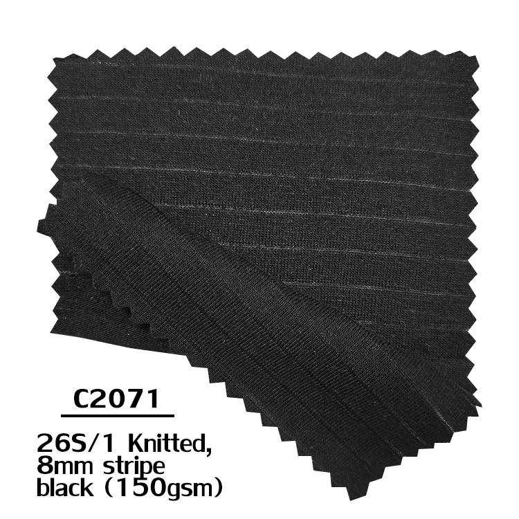 98% Cotton 2% Conductive Carbon 8mm Stripe 150gsm Knitted ESD Cotton ...