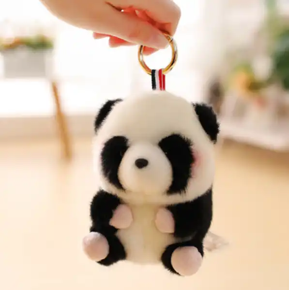 Mini Panda Keychain Plush Cute Hamster Doll Bag Pendant Bunny Hamster ...