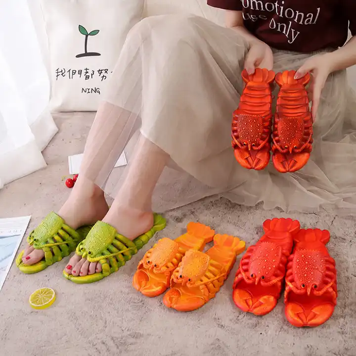Funny Lobster Slippers Men Casual Slides Animal Fishing Flops For Women ...