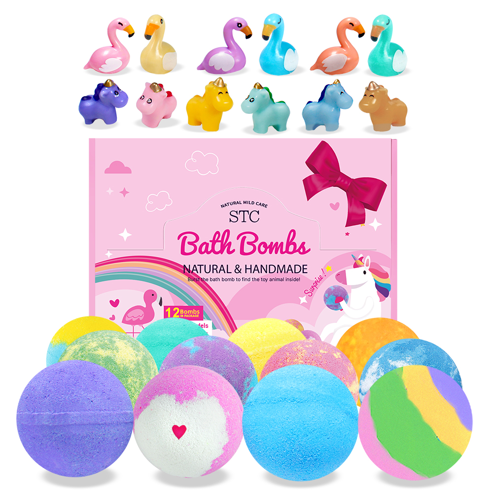 STC Bath Bombs Set Bubble Bath Fizzes 12pcs Bathbomb With Surprise Toys Inside