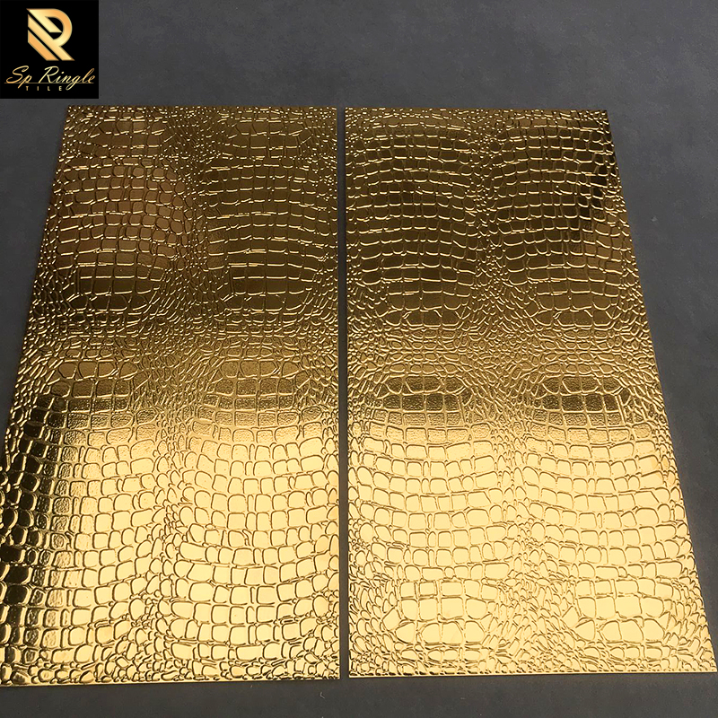 Springletile custom luxury 3d gold ceramic crocodile tile factory
